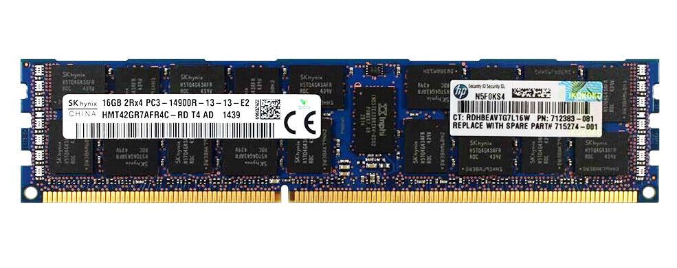 Memoria HP 16GB PC3-14900R DDR3 1866MHZ servidor DL380 G8 - Retirado de Equipo en uso Garantia ...