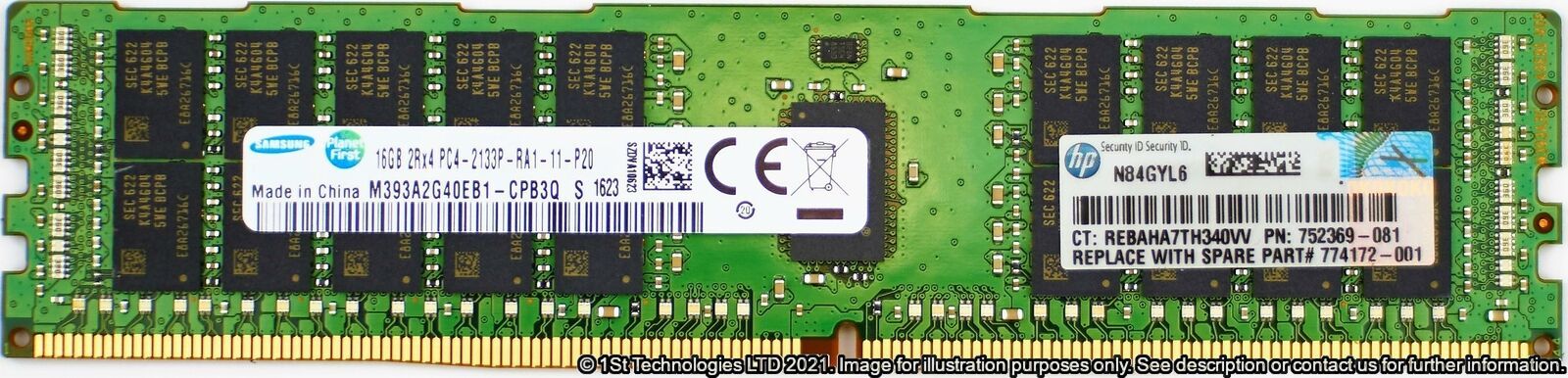 Memoria HP DDR4 16GB 774172-001 752369-081 DIMM de 288 2133 MHz PC4 ...